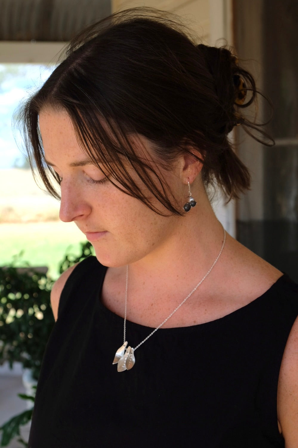 Seed Pods on chain; handmade silver necklace by Sarah Bourke Australia