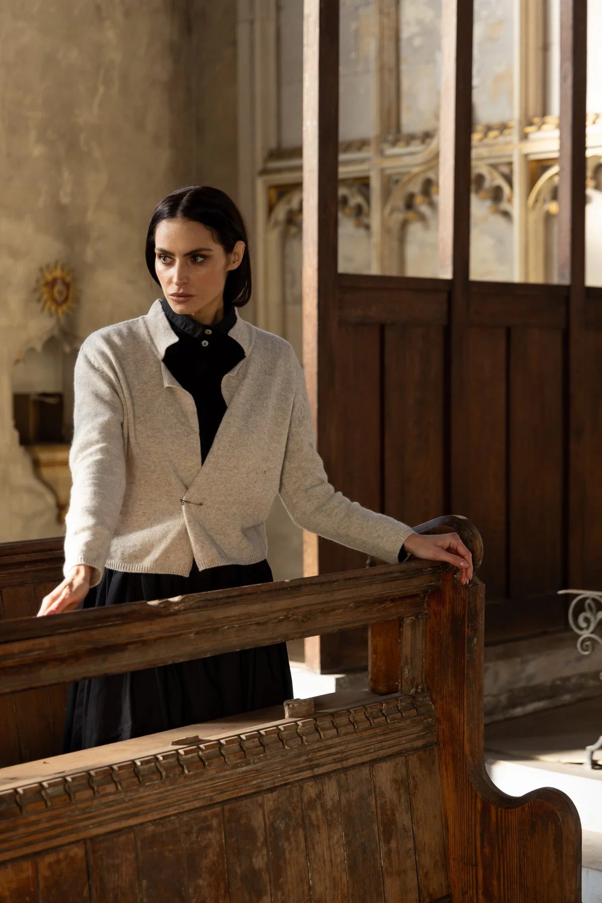 Binx Cardigan - Wool Oatmeal; wool cardigan MegbyDesign wrap style