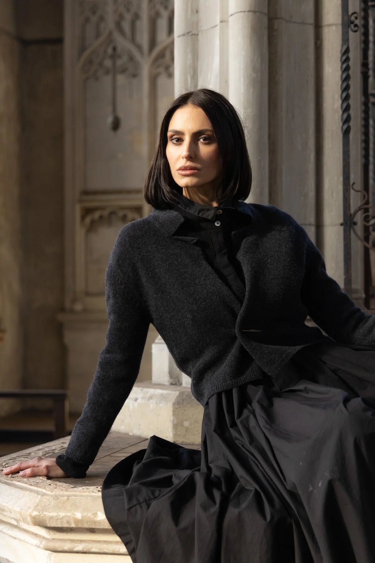 Binx Cardigan - Wool Soft Black; wool cardigan MegbyDesign wrap style