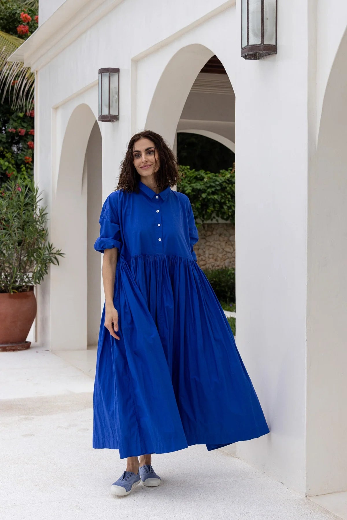 Edith Dress - Cotton Poplin - Cobalt