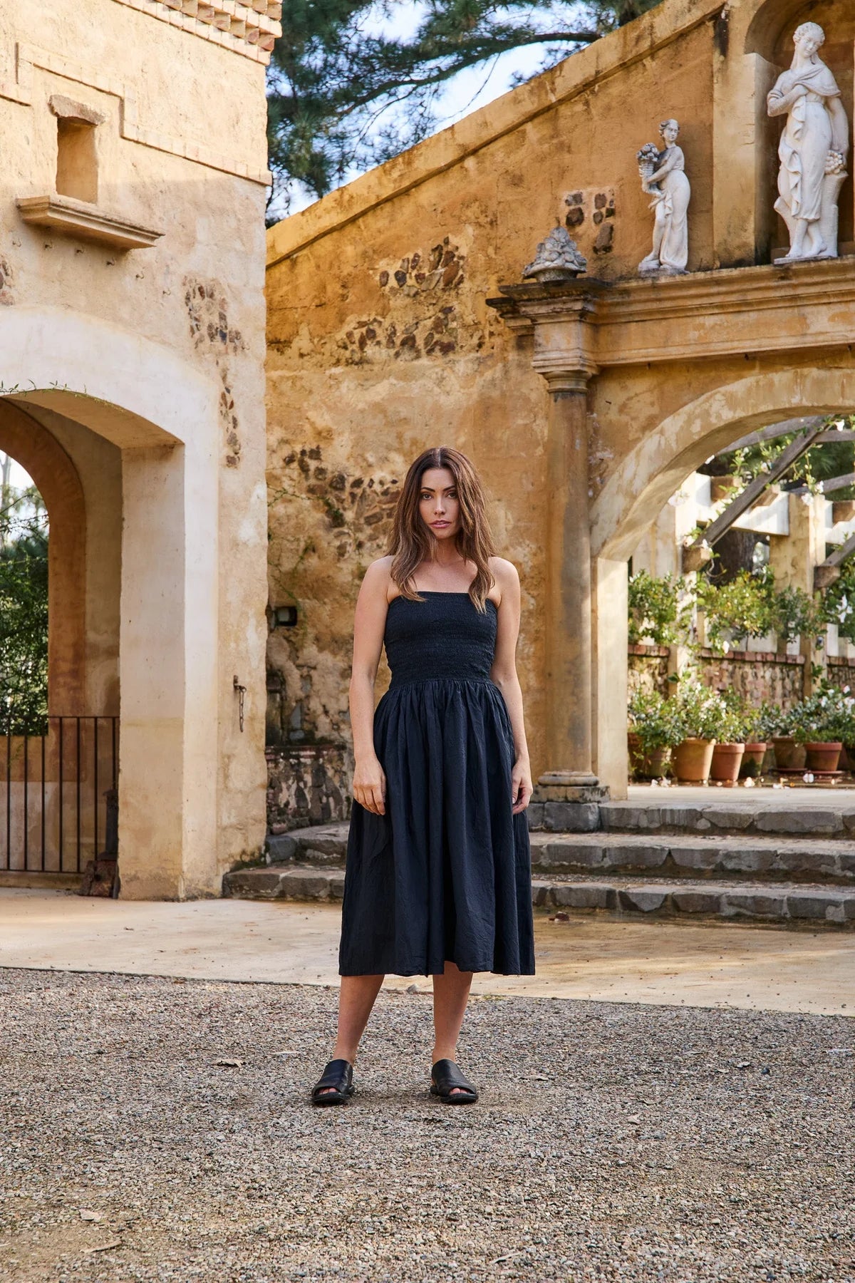 PRIYA DRESS - COTTON POPLIN - Black; strapless black cotton dress ...